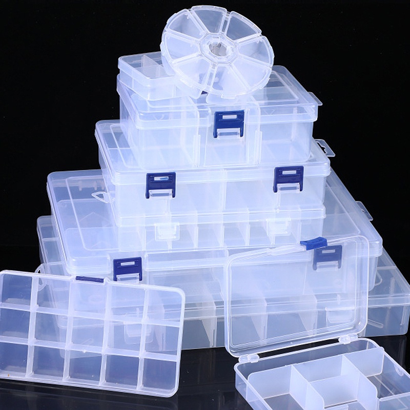 Transparent Plastic Storage Jewelry Box Plastic Compartment Adjustable ...