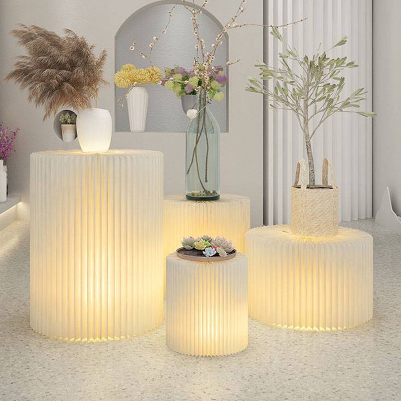 Foldable Light-Emitting Cylindrical Booth Display Cabinet Light Display ...