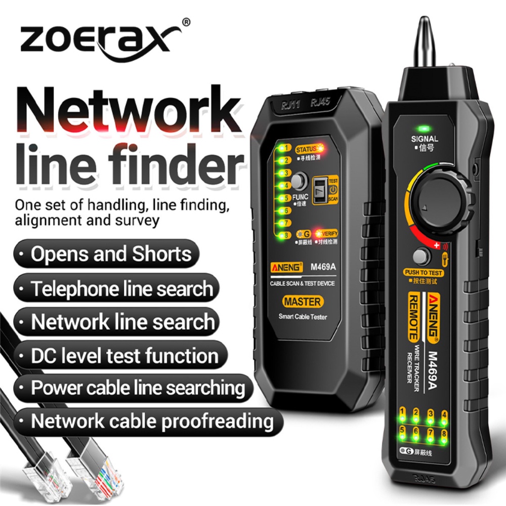 ZoeRax Wire Tester RJ45 RJ11 Cable Tracker Line Finder Multifunction ...