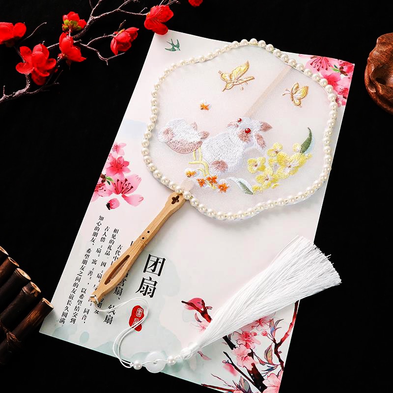 Gufeng Fan Classical Embroidery Fan Chinese Style Long Short Handle ...