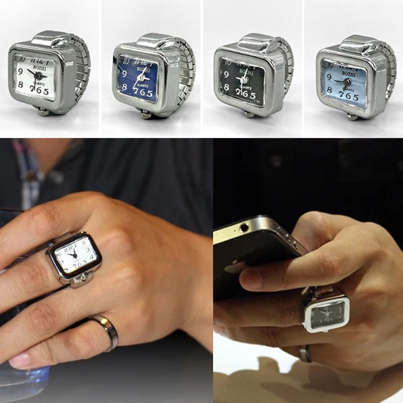 [Hot]Mini Fashion Square Ring Watch Creative Quartz Clock Decoration ...
