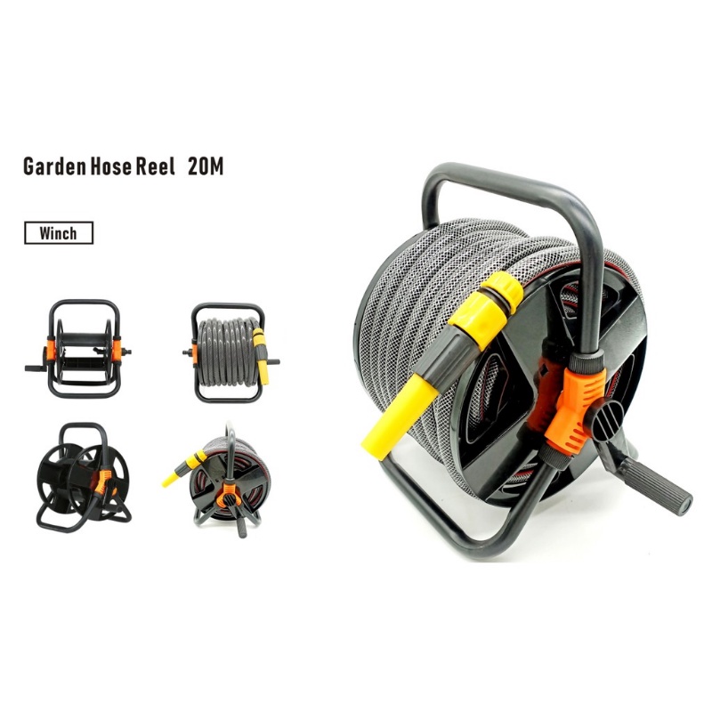 Mini Portable Garden Pipe Hose 20M Hose Reel Set Cart With Water Spray ...