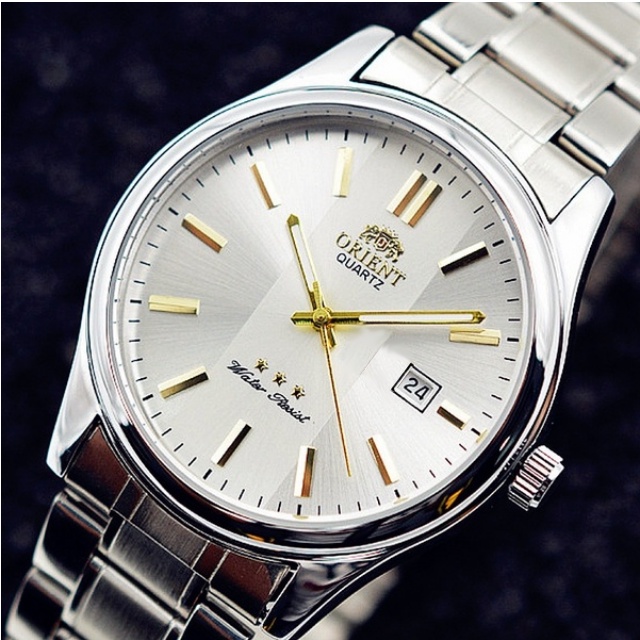 ORIENTS New Men Date Quartz Watch Stainless Steel Band Waterproof ...
