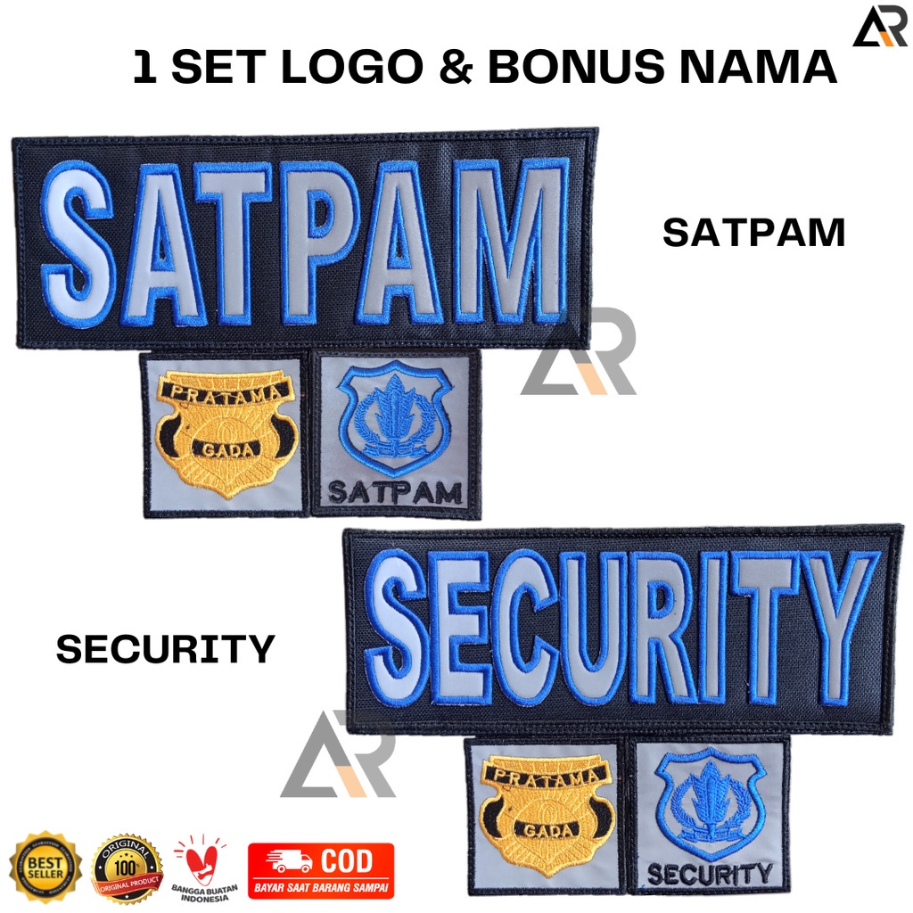 Full set LOGO embroidery, complete SECURITY | SATPAM LOGO | BONUS NAME ...