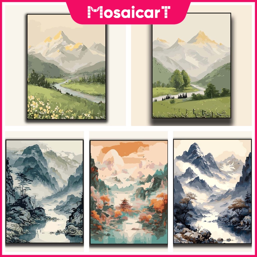 【MA】Mountains beautiful meadows landscapes 5d Diamond Painting Full ...
