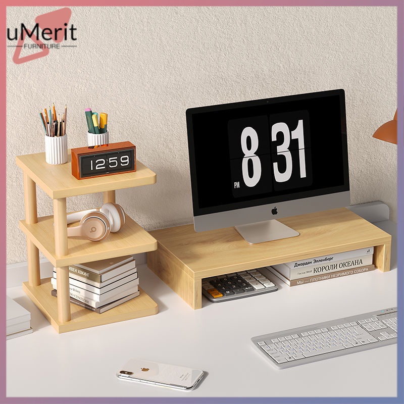 Desktop Computer Monitor Elevated Rack Office Desk Shelf Desktop ...
