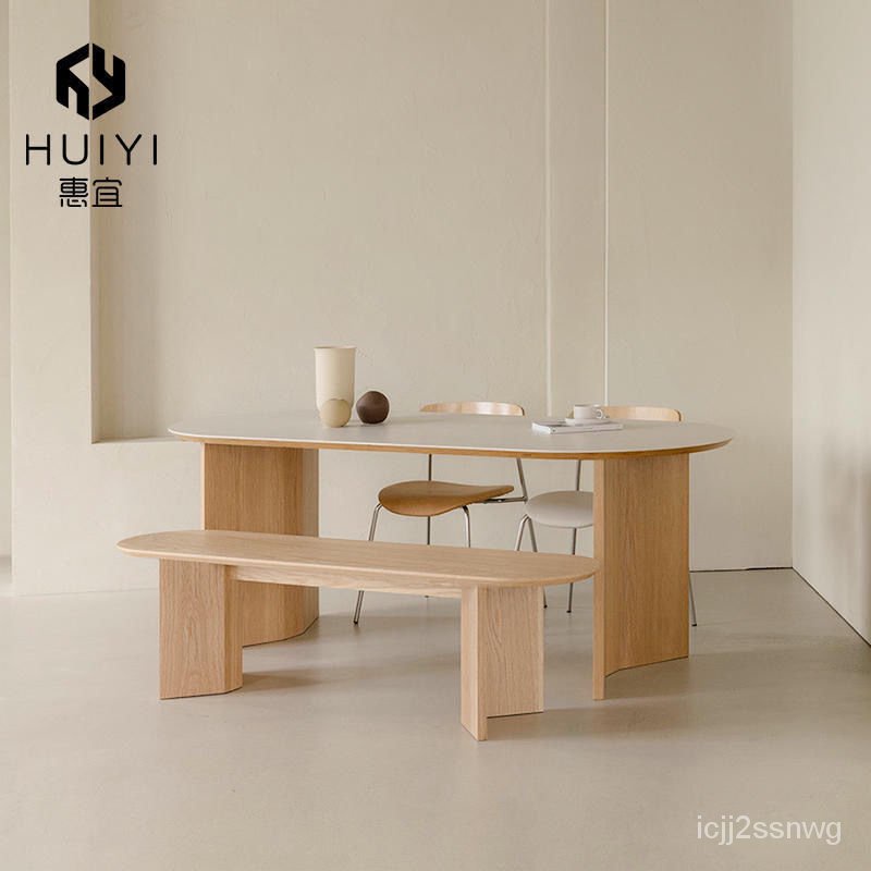 MH Solid Wood Dining Tables and Chairs Set Rental House Home Oval Small ...