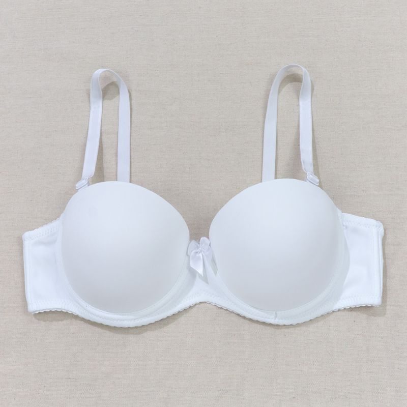 PARIFAIRY Black White Beige Pure Color Smooth T shirt Bra with wire ...
