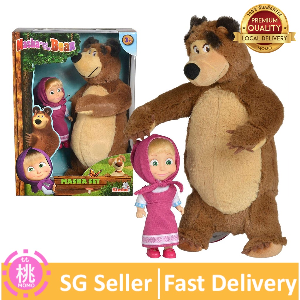 Masha and the Bear Jada Toys, Masha Plush Set with Bear and Doll Toys ...