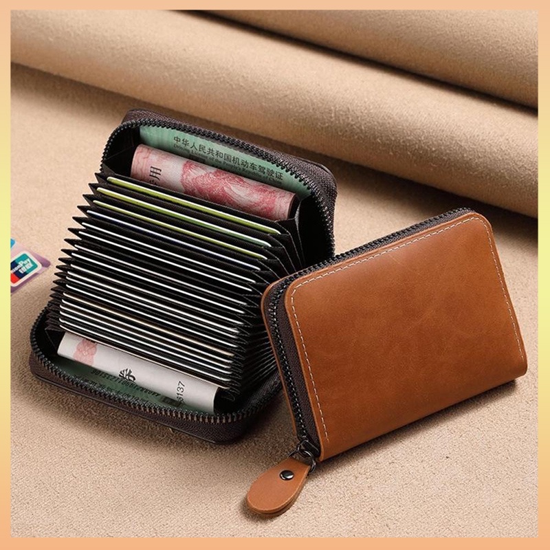 Card Bag, Soft Leather, Men's Large Capacity Card Holder, Multiple Anti ...