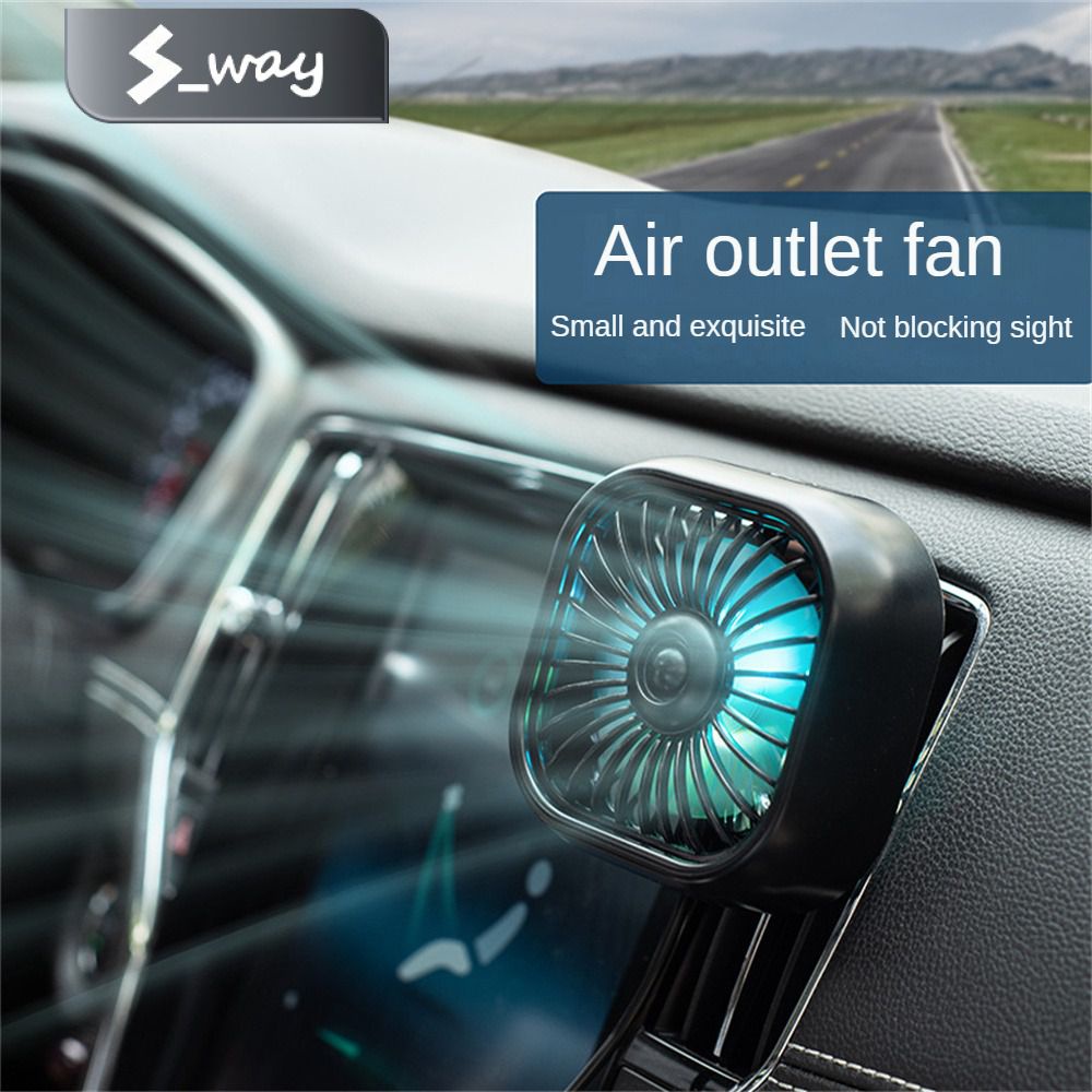 Car Fan Car USB Mini Fan Air Outlet Fan With Atmosphere Light 7-blade ...