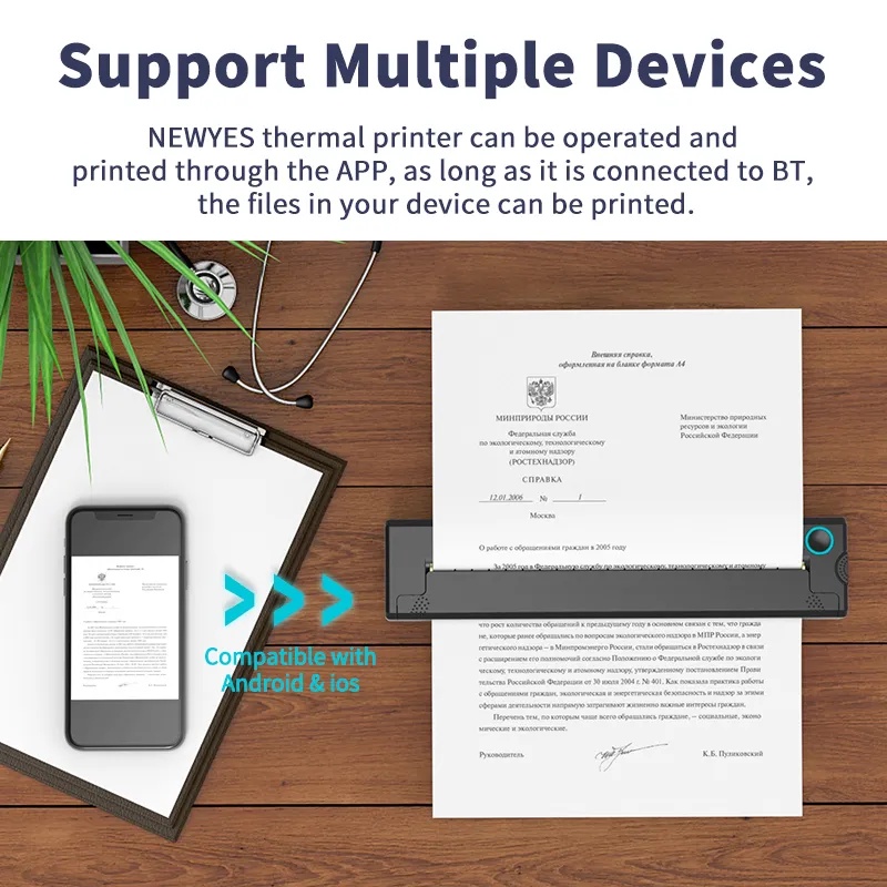 A4 size Wireless BT Mini Printer Document Smart A4 Size Portable ...