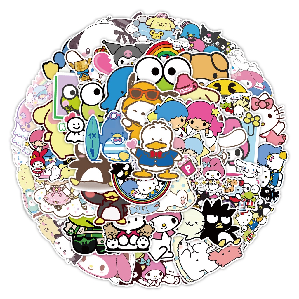 50 pcs Cute Sanrio Cartoon Collection Waterproof PVC Stickers | Shopee ...