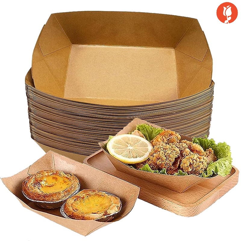 10Pcs Disposable Ship-Shape Picnic Take Out Food Containers / Easy Fold ...