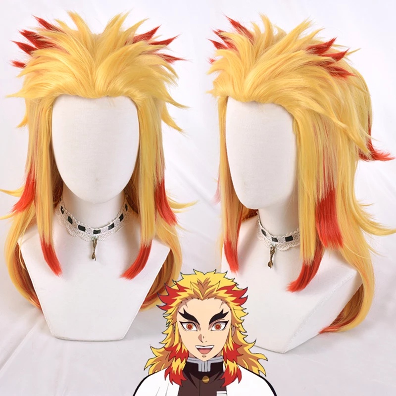 Rengoku Kyoujurou Unshaped Wig Anime Demon Slayer Kyoujurou Rengoku ...