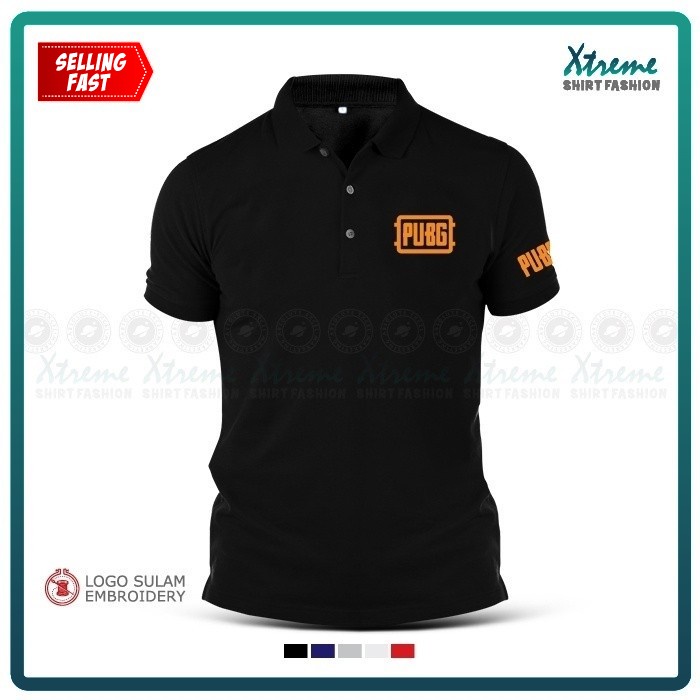 Polo T Shirt PUBG Battlegrounds Mobile Logo Sulam Embroidery Jahit ...