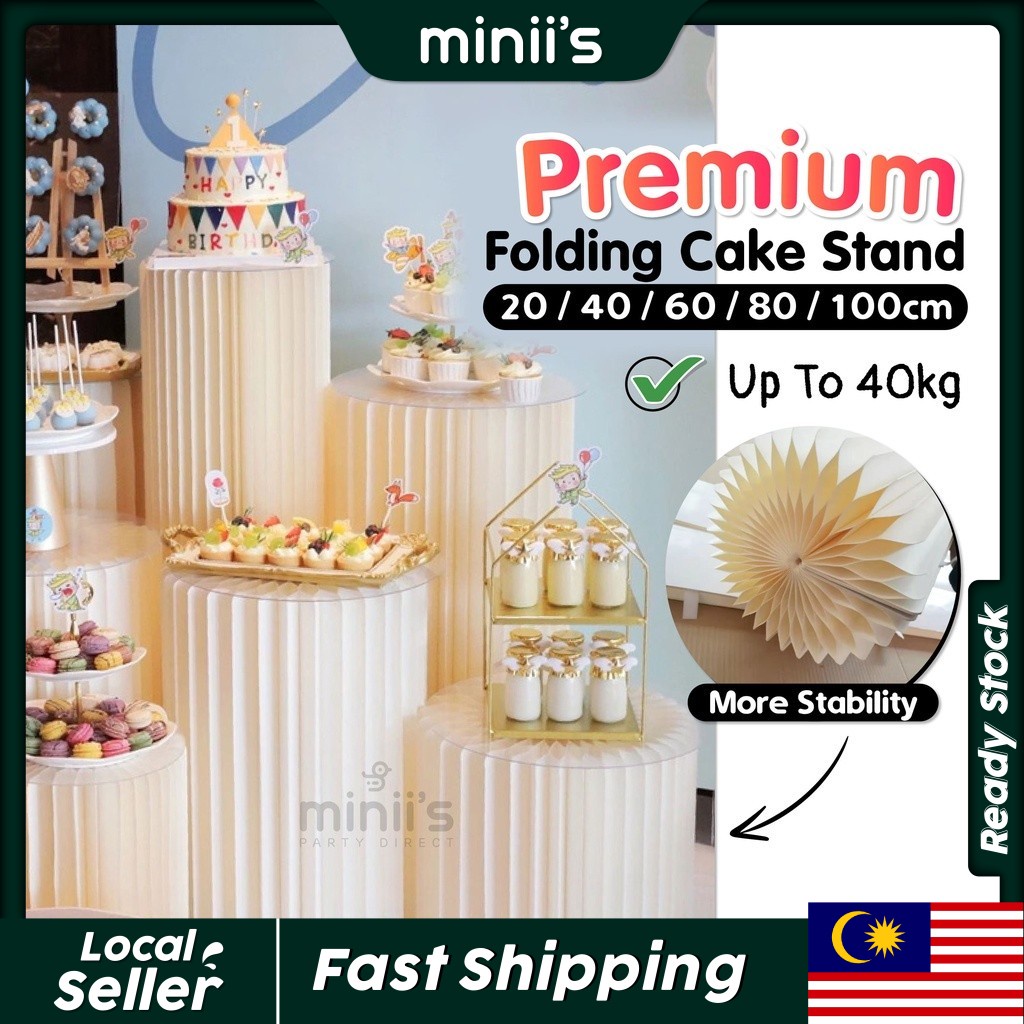 MINIIS PARTY Folding Cake Stand Round Paper Cylinder Stand Paper Cake ...
