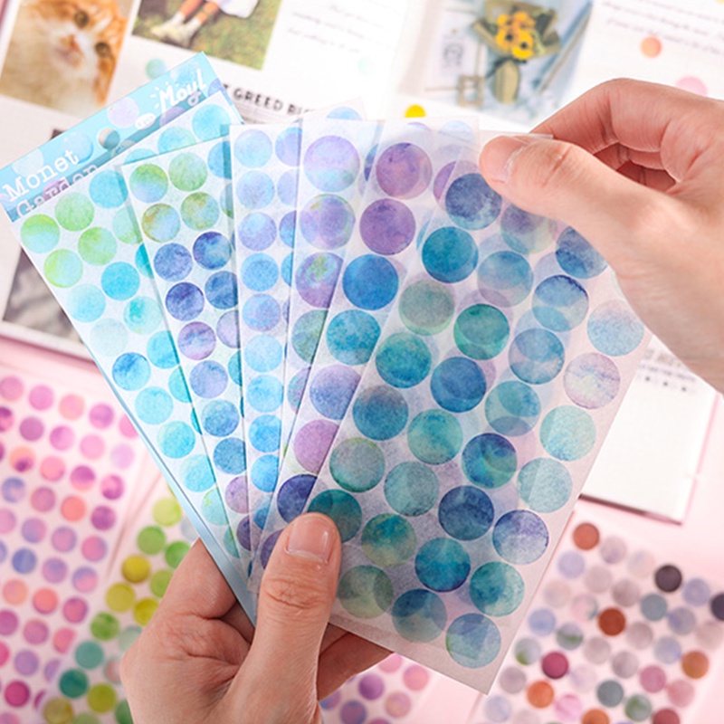 6 Sheets Morandi Color Monet Garden Series Round Dot Stickers Classical ...