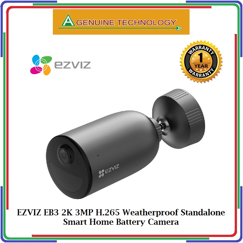 EZVIZ EB3 2K 3MP H.265 Weatherproof Standalone Smart Home Battery ...