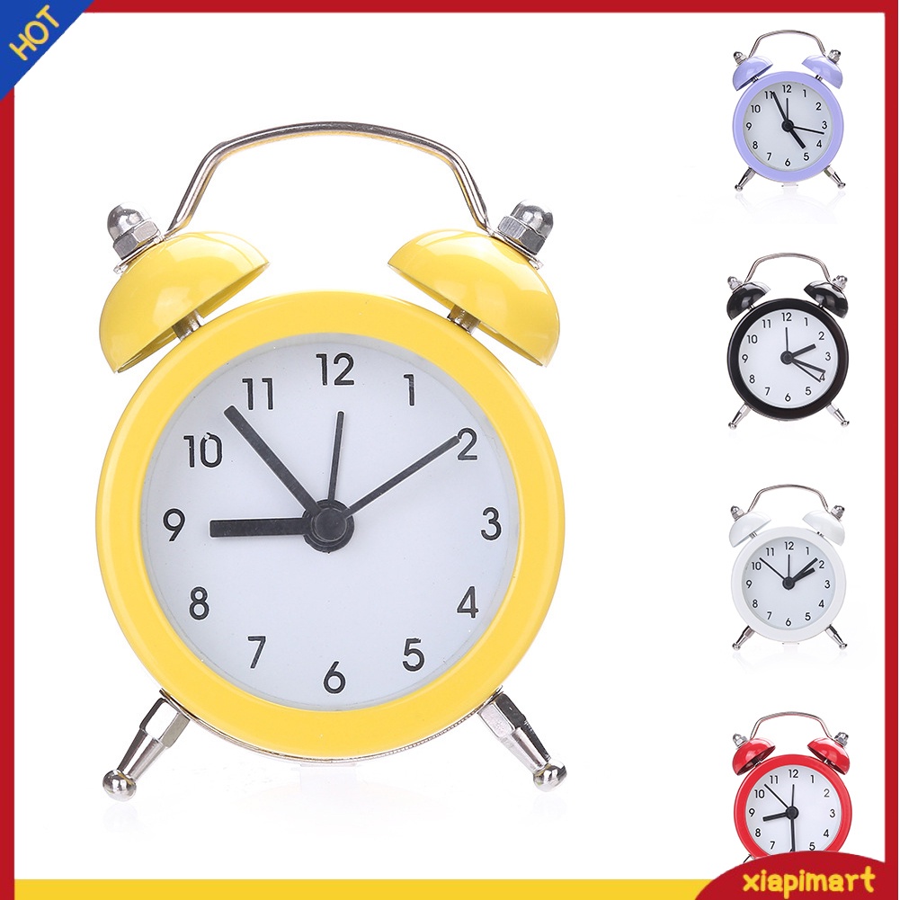 Mini Round Metal Alarm Clock Desk Stand Clock for Home Room Kitchen ...