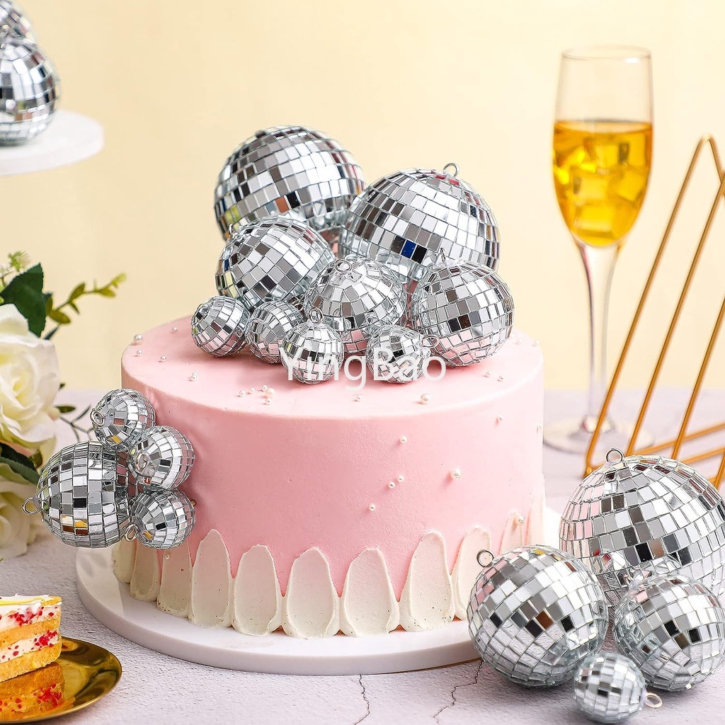 Disco Silver Disco Balls Cake Topper Ornaments Mini Disco Balls Silver ...