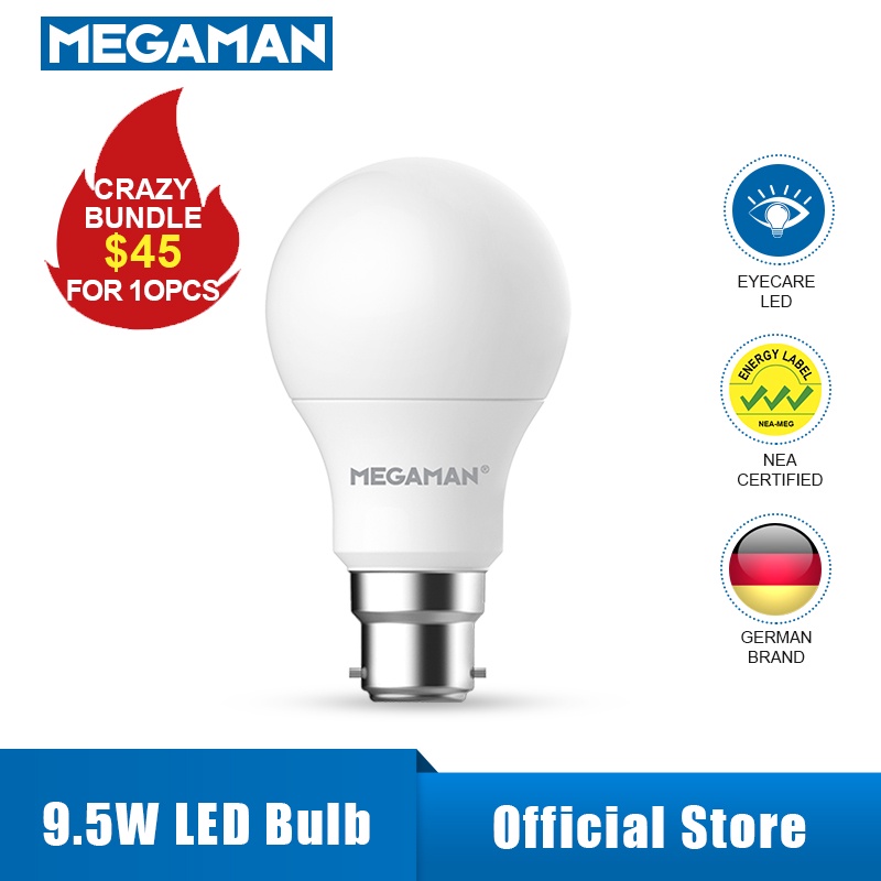Megaman LED Bulb Light 9.5W B22 2800K Warm White Eye Care | Shopee ...
