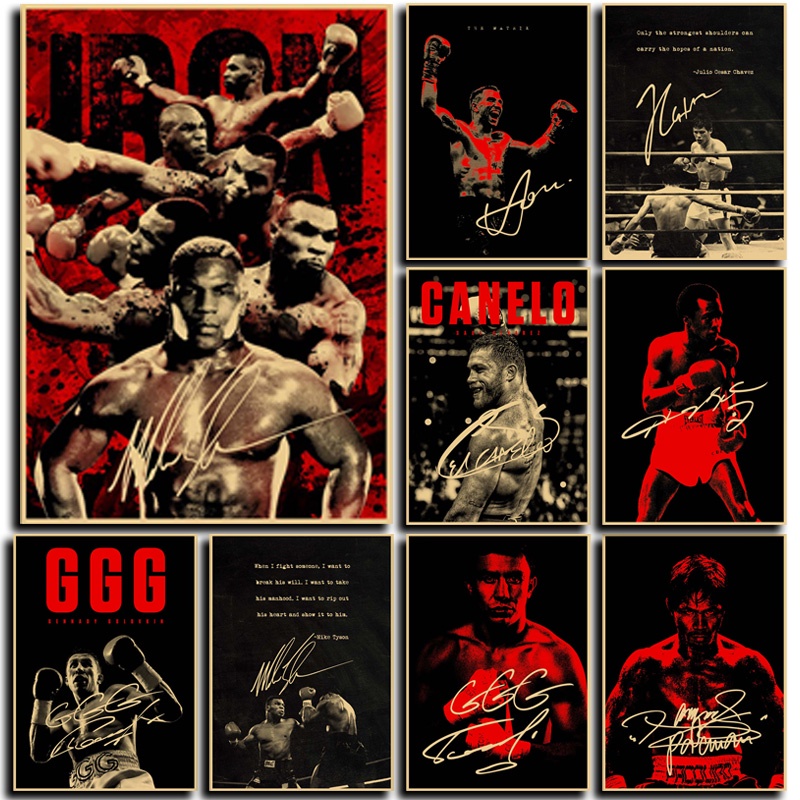 Cool Style Boxing Star Retro Kraft Paper Posters | Shopee Singapore