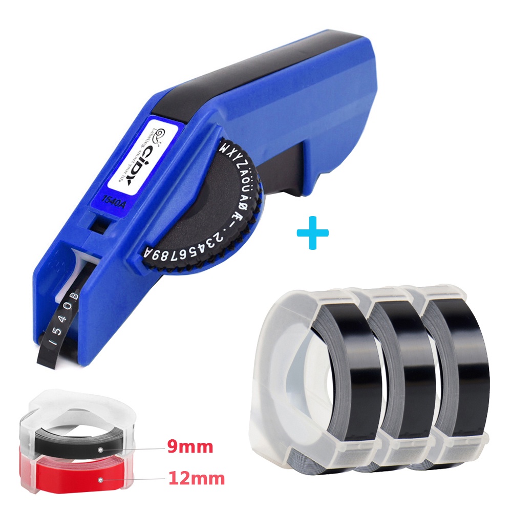 CIDY 1540B Label Maker 9mm/12mm 3D Embossed Tape Manual Labeling ...