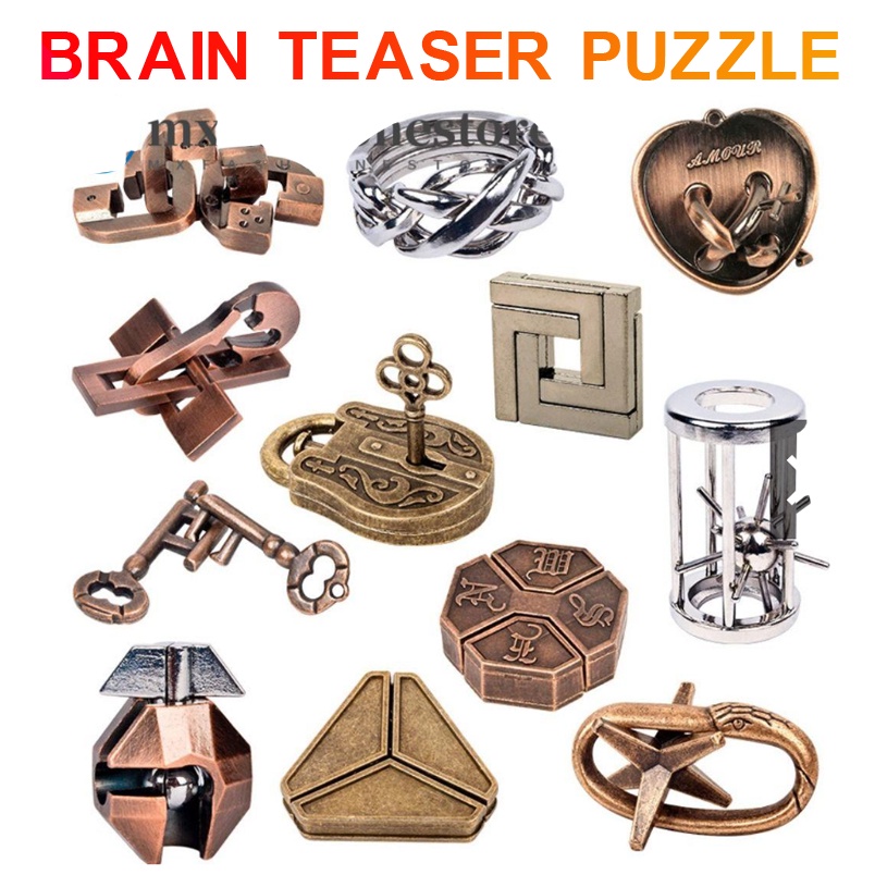 Metal Brain Teaser Toys Luban Lock Brain Game Intelligence Puzzle For ...