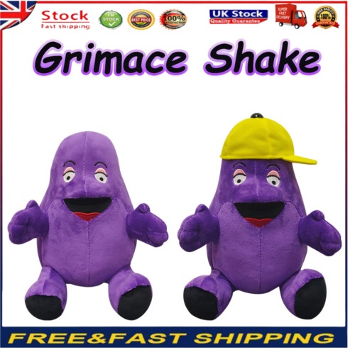 22cm Cartoon Dolls Grimace Yellow Hat Plush Toy Purple Stuffed Animals ...