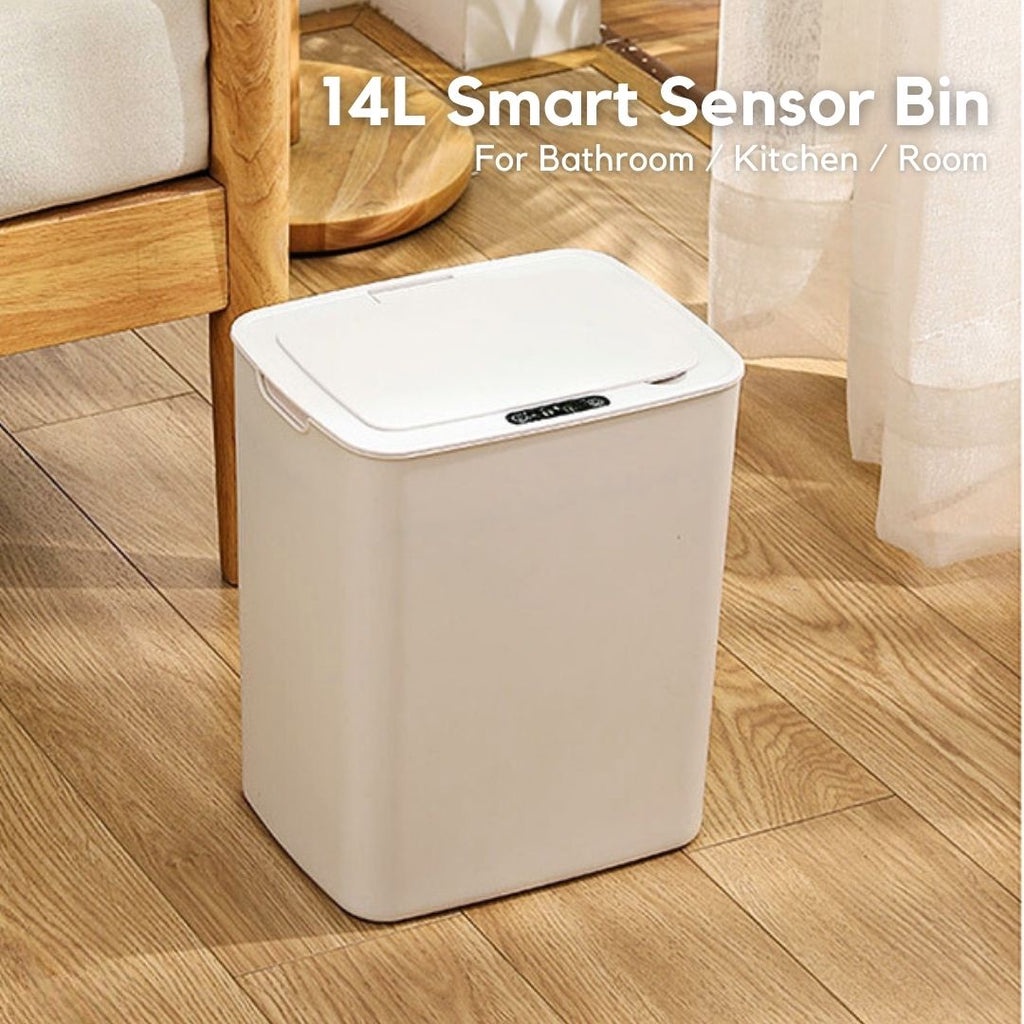 14L Plastic Sensor Bin Soft Close White | Shopee Singapore