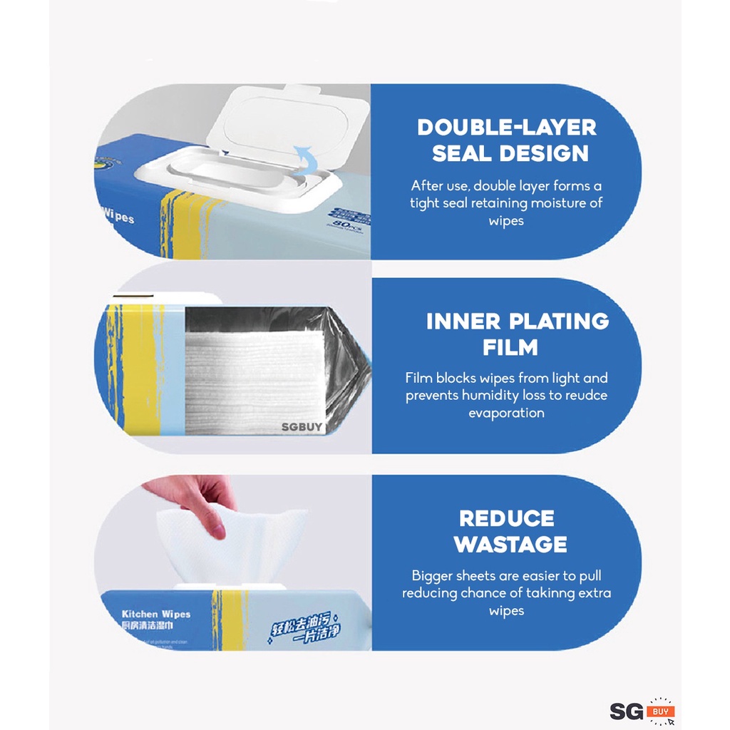 EXTRA LARGE 80 Pc Disposable Kitchen Wet Wipes Paper Tissue Extra Large ...