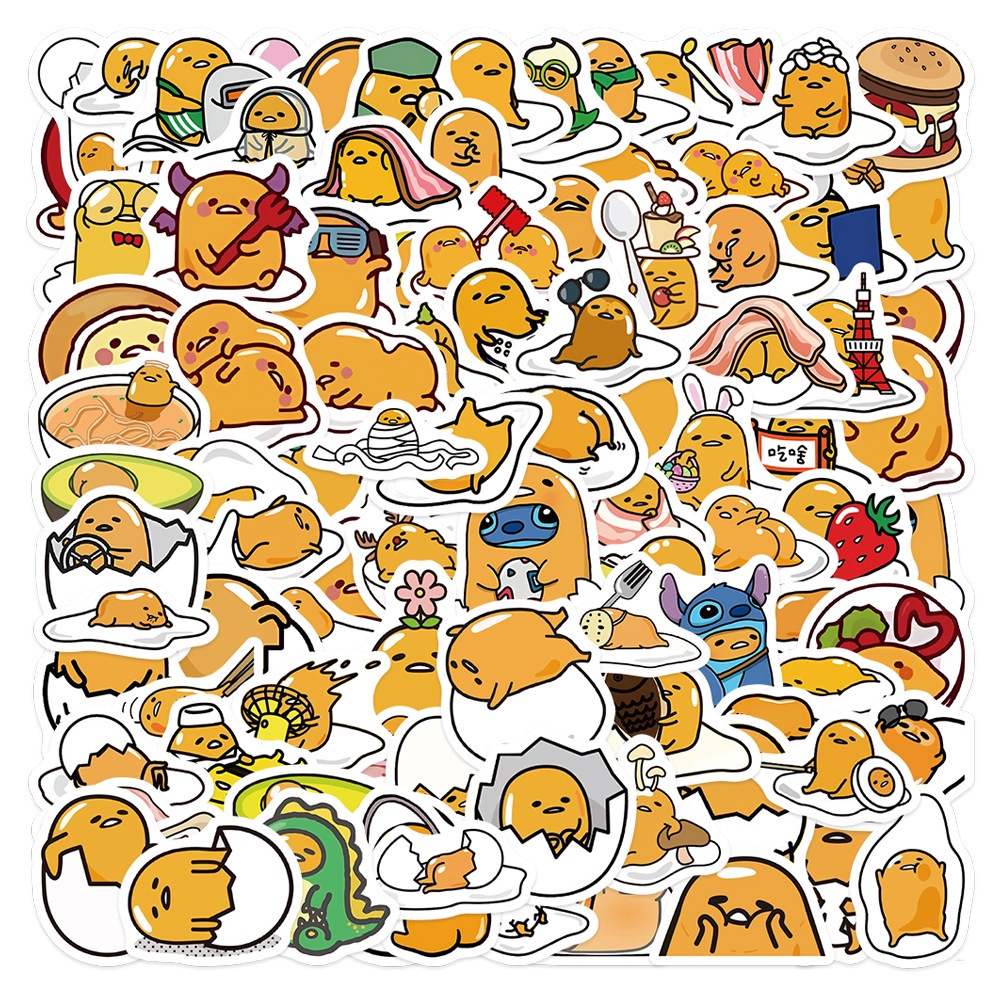 100pcs Gudetama Lazy Egg Sanrio Cartoon Waterproof Pvc Stickers
