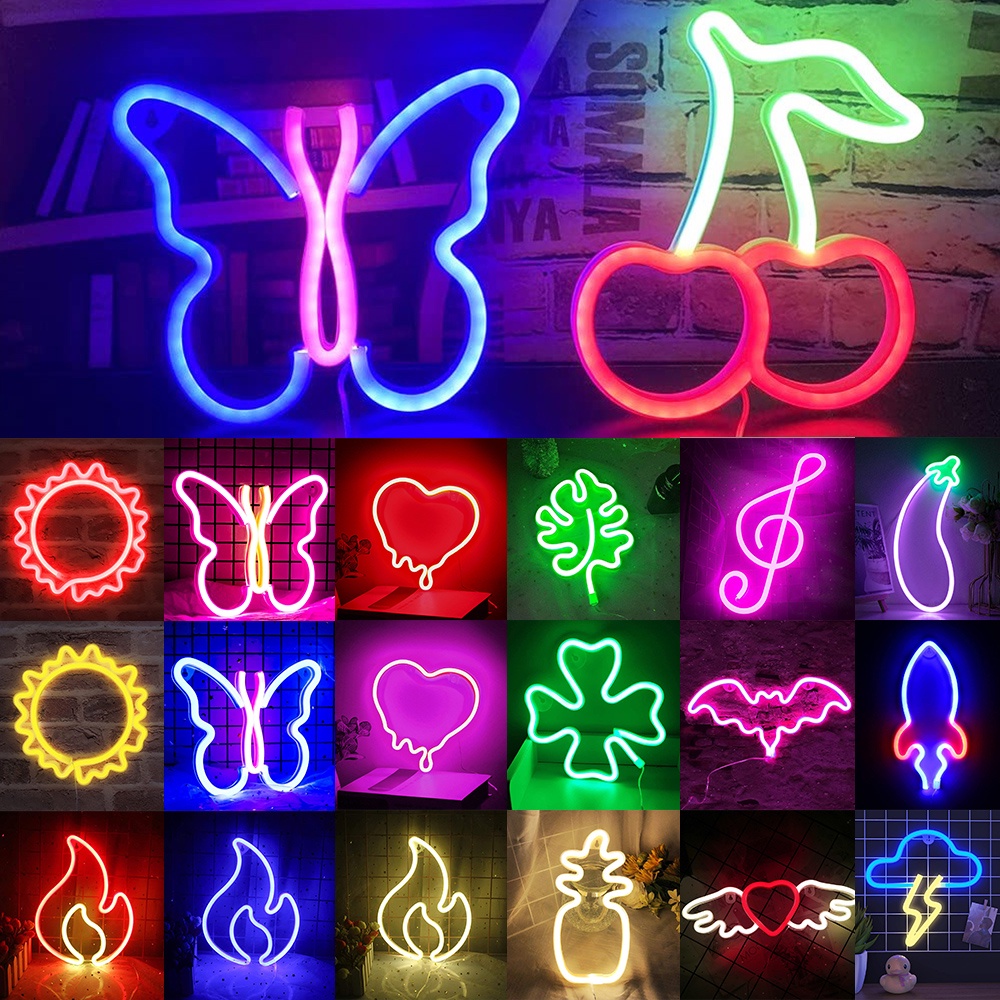 USB/Battery LED Neon Lights Sign for Wall Art Decor Heart Gaming Bar ...