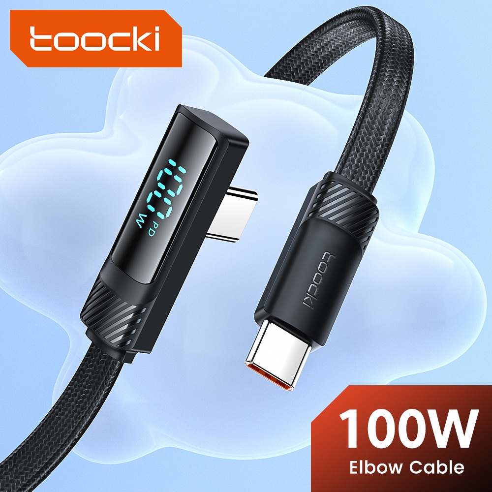Toocki 100W USB Type C To Type C Cable 90 Degree Elbow Fast Charger 7A ...