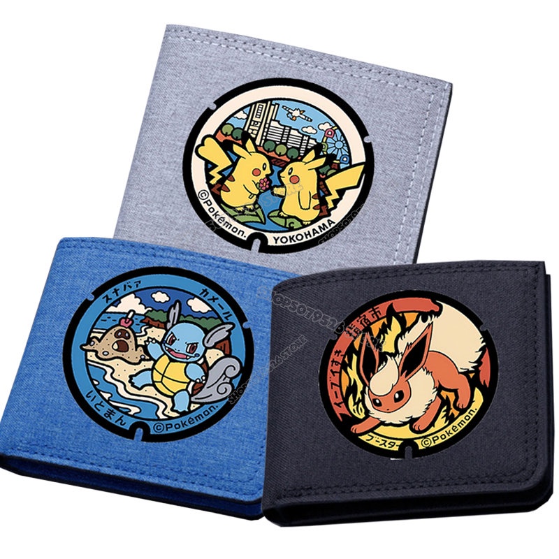 Pokemon Kids Short Wallet Anime Pikachu Coin Purse Cartoon Round ...