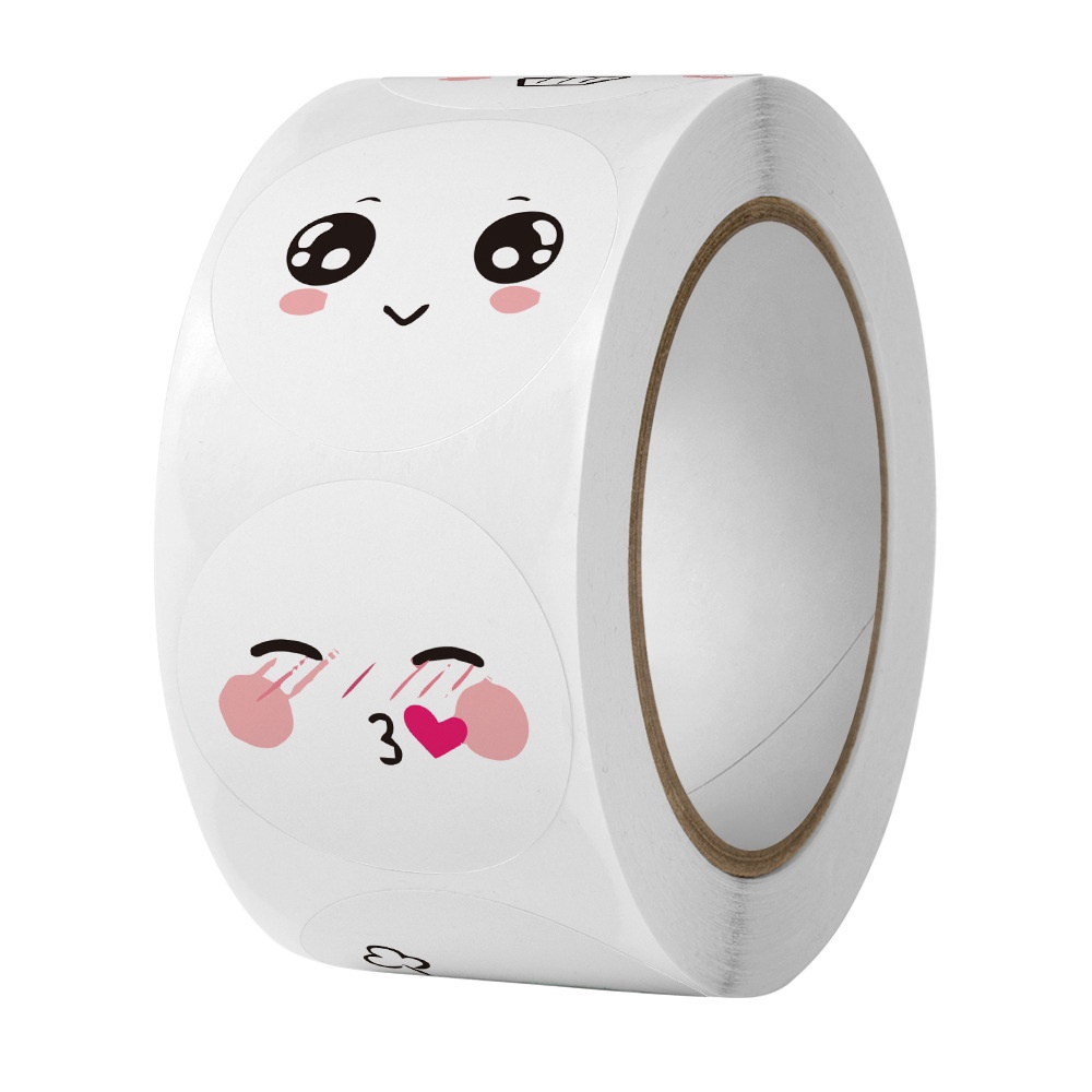 500/Roll Cute and Funny 8 Types of Emoticons, Smiling Face Stickers ...