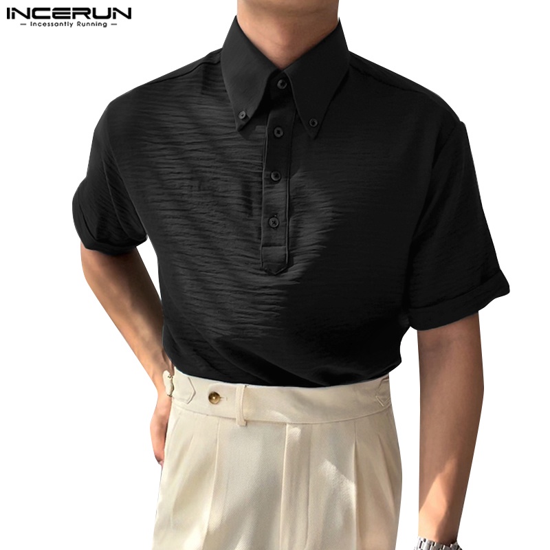 INCERUN Men's Polo Neck Short Sleeve Shirt POLO Shirts | Shopee Singapore