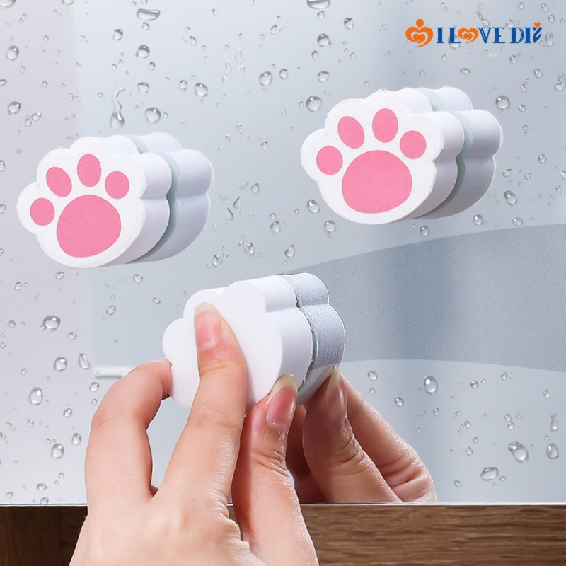 Cute Cat Paw Shape Sponge Wipe/ Glass Mirror Non-marking De-misting ...