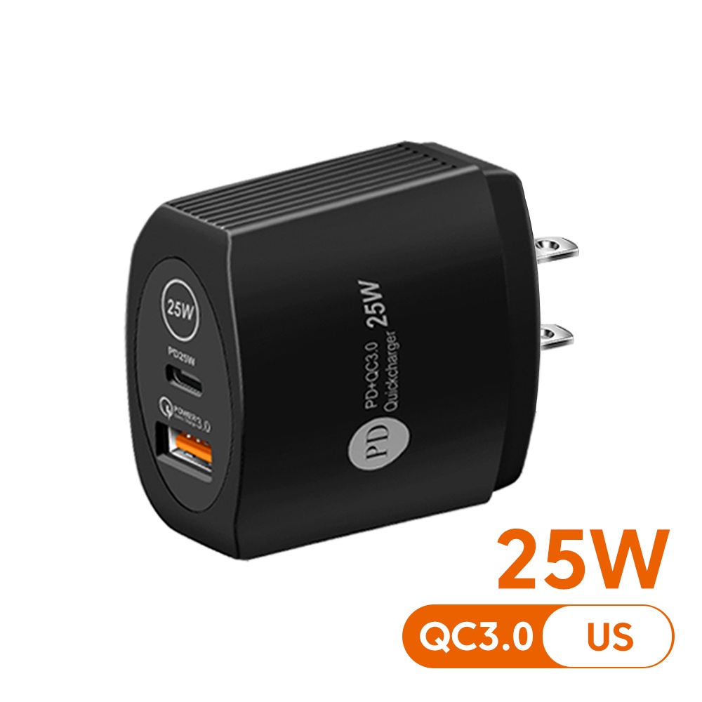Elough Dual Ports USB Charger PD 25W Type C Charger Head Fast Wall ...