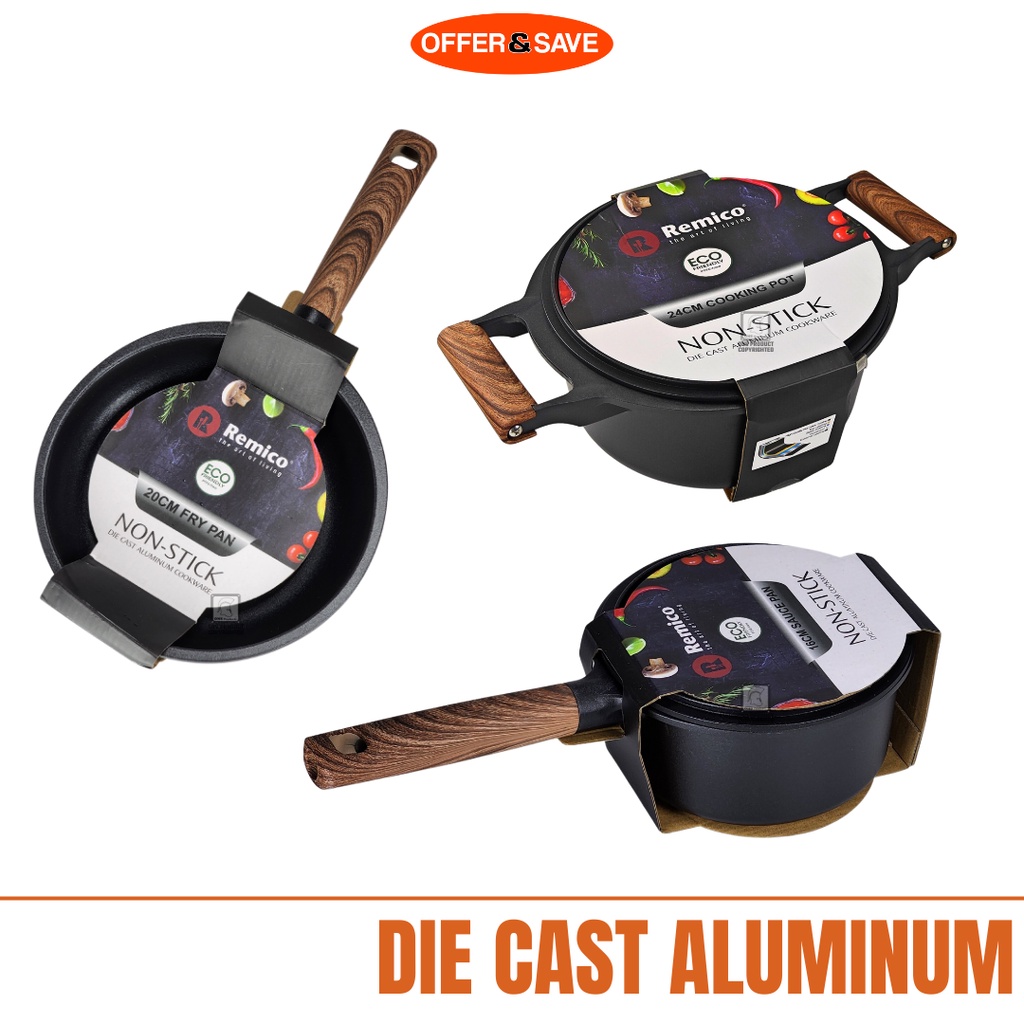 Remico Non Stick Die Cast Aluminum Cookware Pot Pans | Shopee Singapore