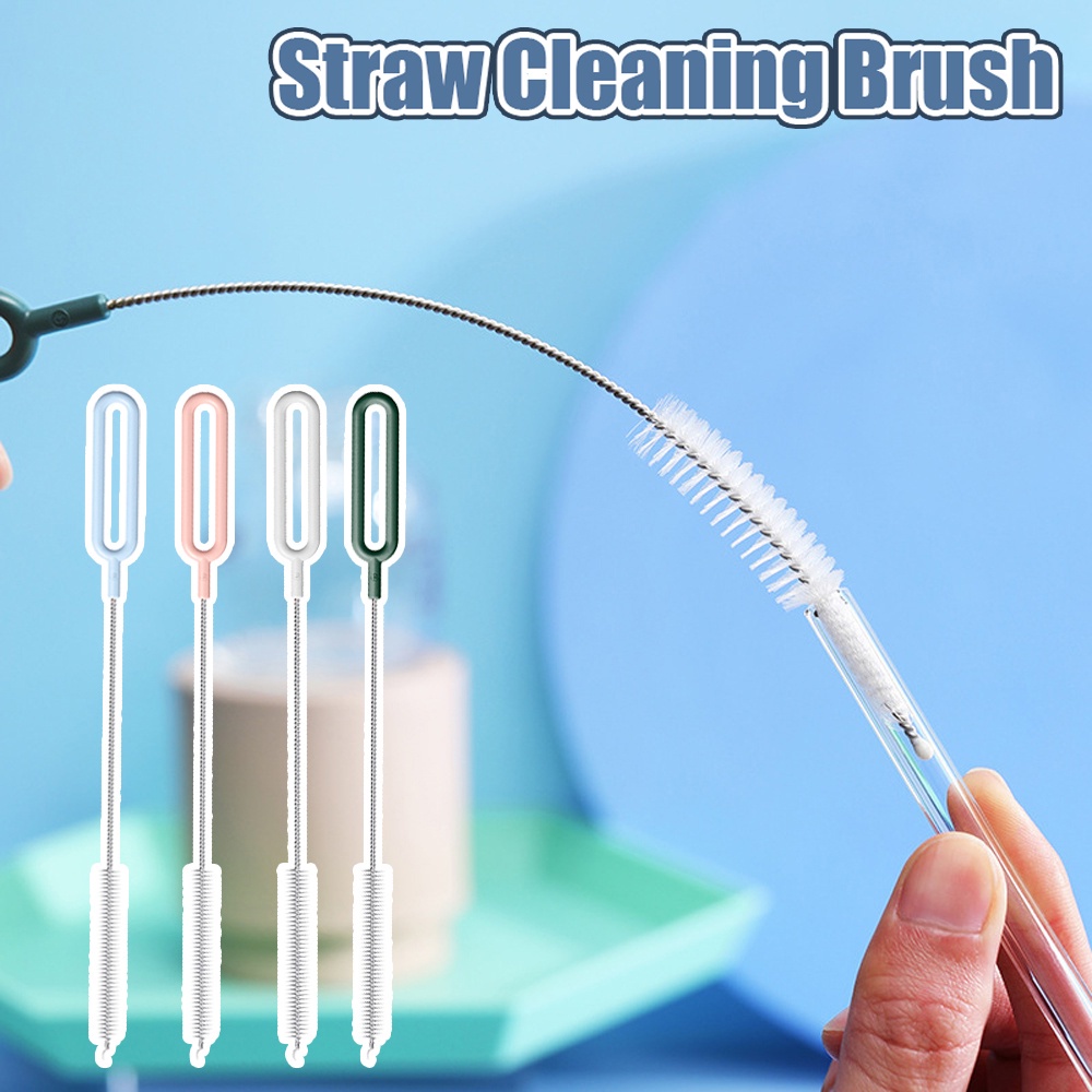 1PC Straw Cleaning Brush with Long Handle Stainless Steel Nylon Brushes ...