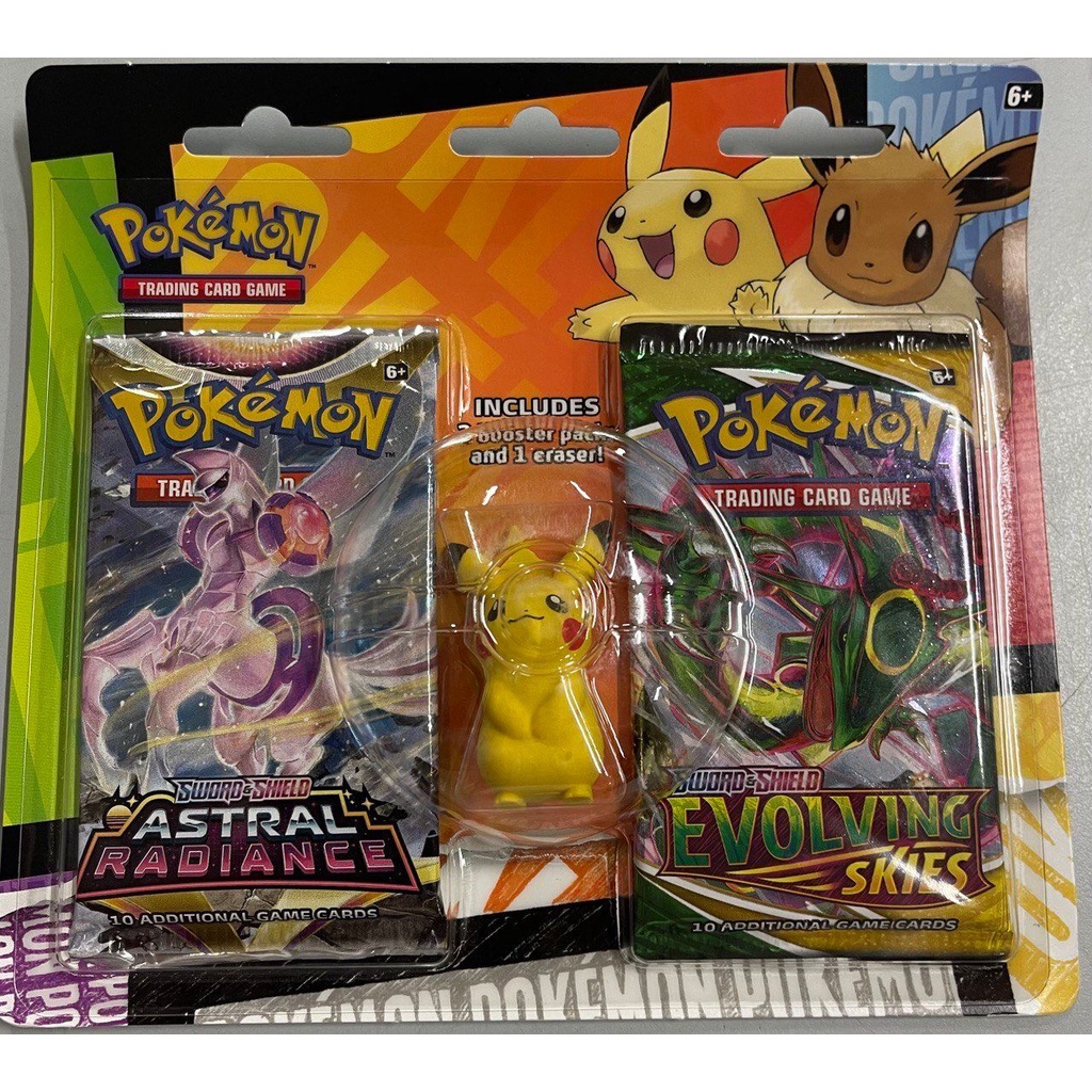 Pokemon TCG - Eraser 2 Pack Blister Pack Featuring Pikachu/Eevee ...