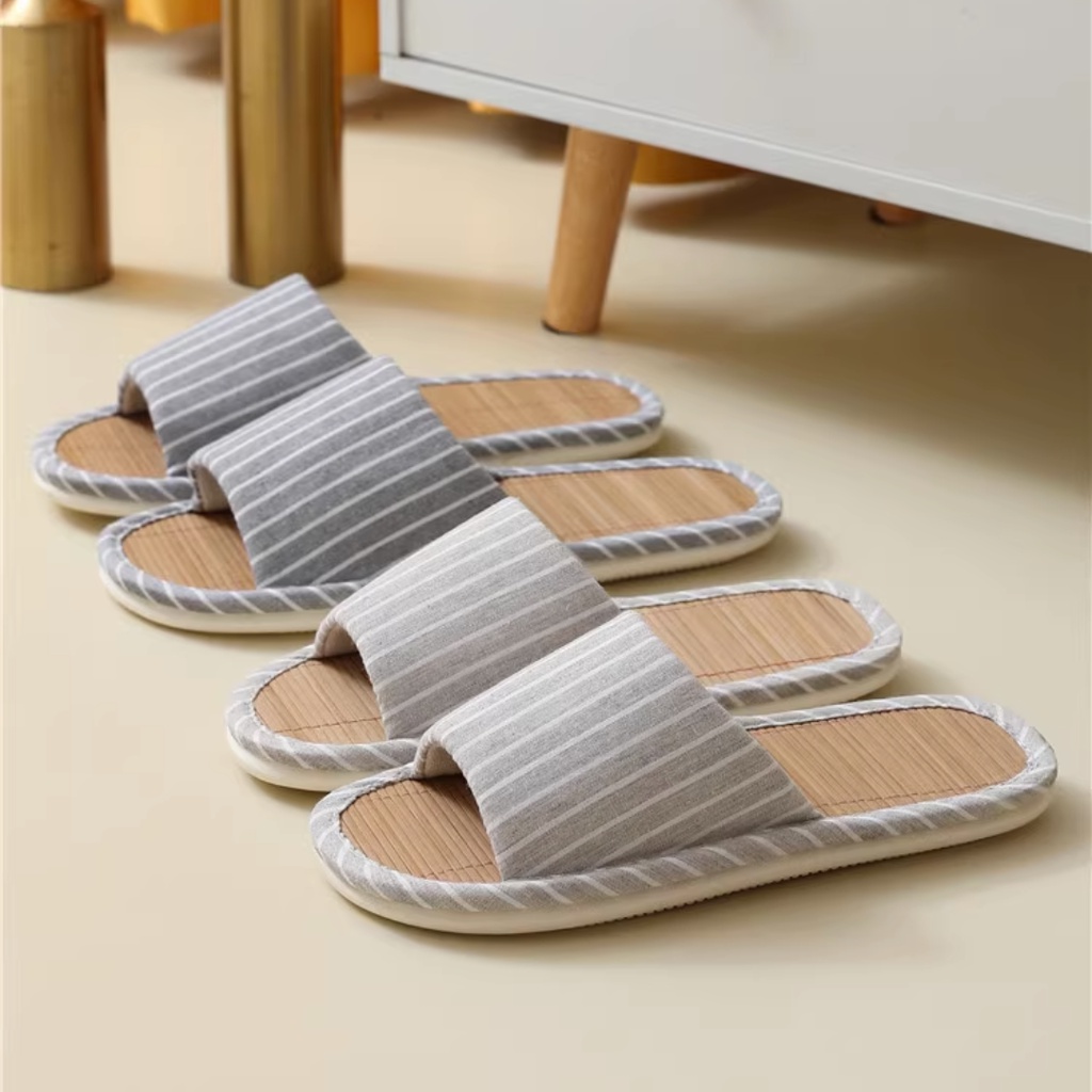Home Straw Ratten Soles Indoor Shoes Summer Bamboo Slippers for Women ...