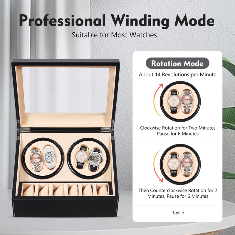 Automatic Watch Winder 4+6 Automatic Watch Winder Storage Display Box ...