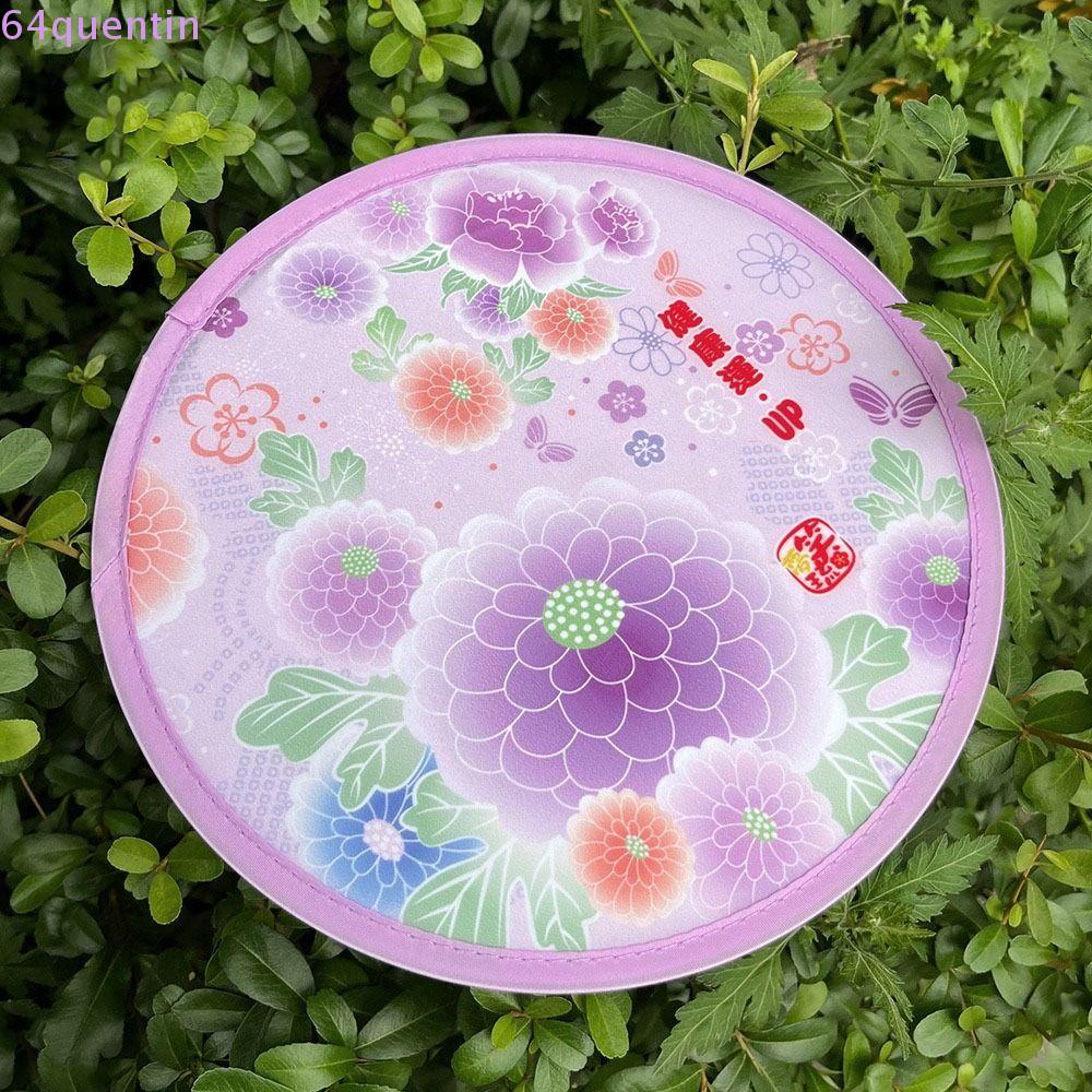 QUENTIN Foldable Round Fan, Memory Steel Wire Polyester Foldable ...