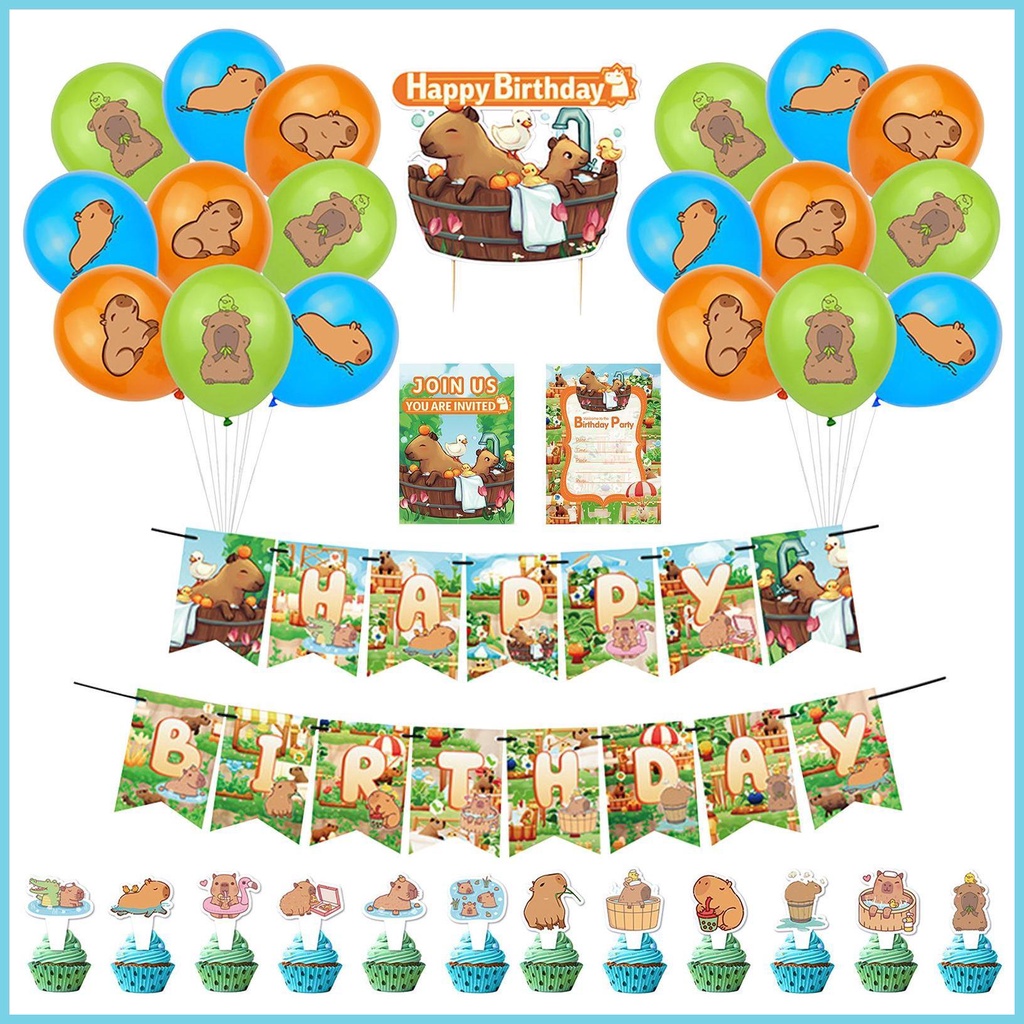 Capybara Balloon Cute Animal Design Balloons Pastel Decoration Kit Easy ...