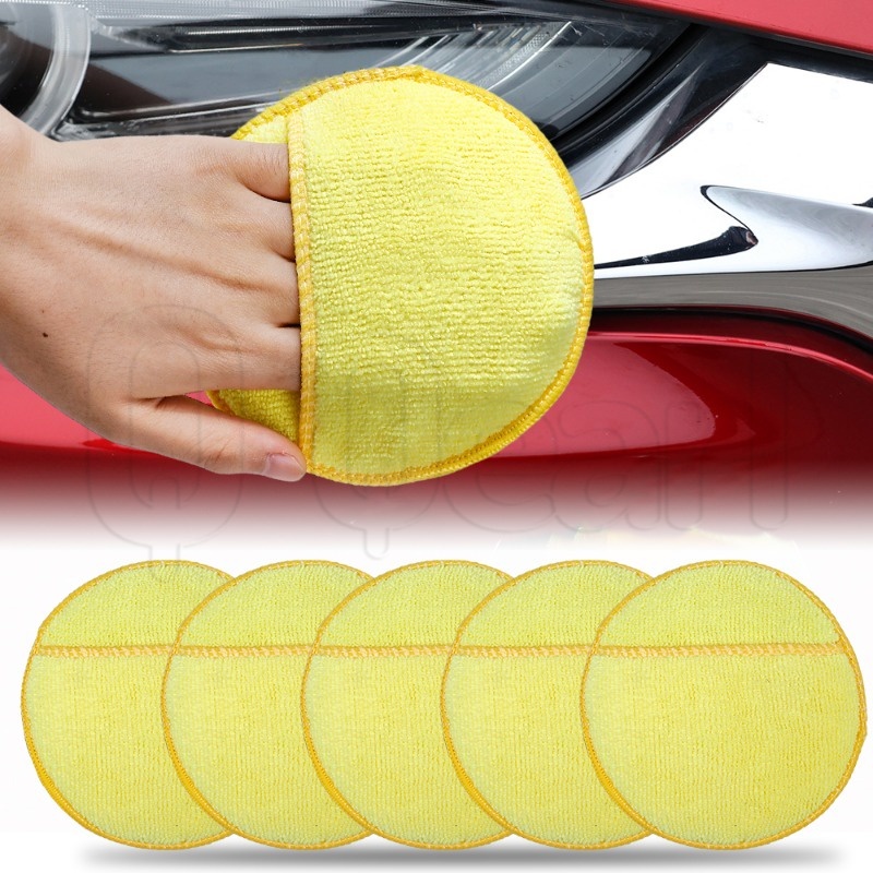 Car Polish Sponge Foam Applicator Pad with Pockets / Microfiber Round ...