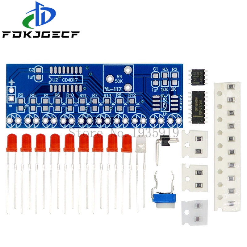 NE555 CD4017 Running LED Flow Light Electronic Production Suite Control ...