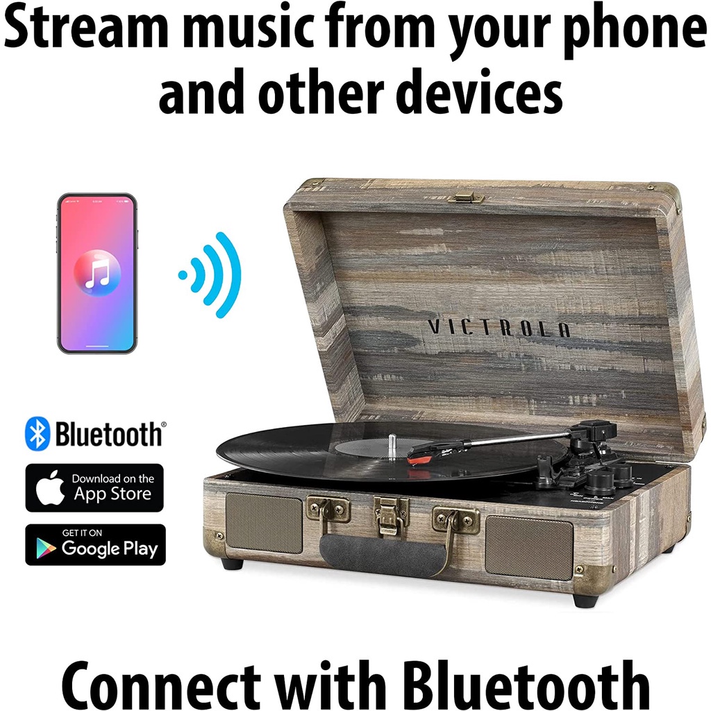 [instock] Victrola Vintage 3-Speed Bluetooth Portable Suitcase Record Player Built-in Speakers ...